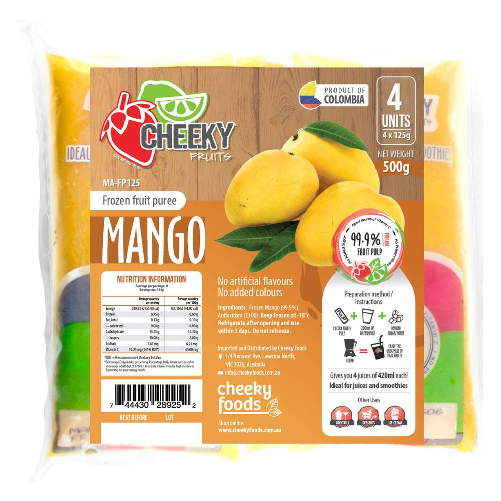 Mango Fruit Pulp 125g x 4 (500g) – Cheeky Foods