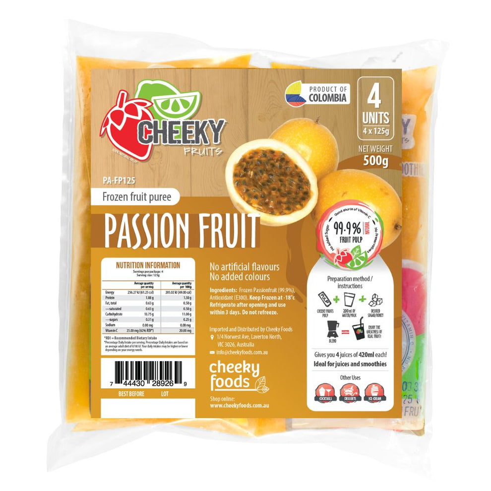 Frozen Passionfruit Fruit Pulp x 4 (500g) – Cheeky Foods