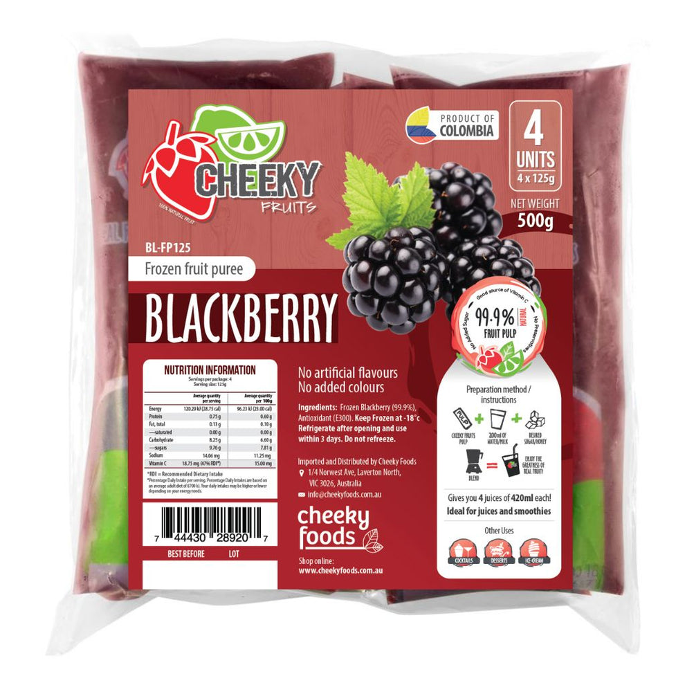Frozen Blackberry Fruit Pulp x 4 (500g) – Cheeky Foods
