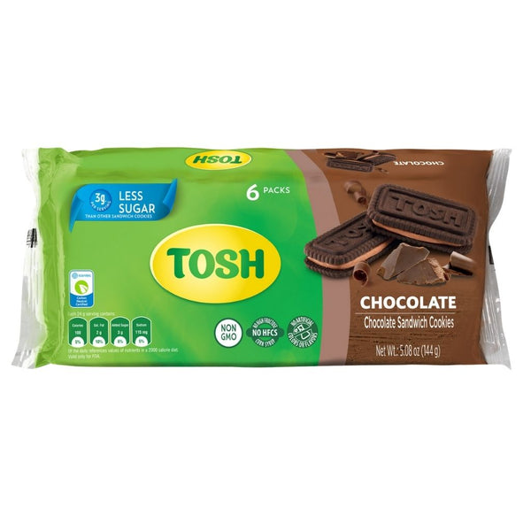 Tosh Chocolate Sandwich Biscuits Pack of 6 (144g) – Cheeky Foods