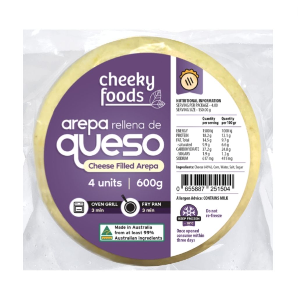 Filled Cheese Arepa Cheeky Foods Pack of 4 (600g)
