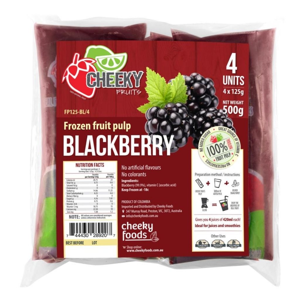 Frozen Blackberry Fruit Purée Cheeky Fruits Pack of 4 (500g) – Cheeky Foods