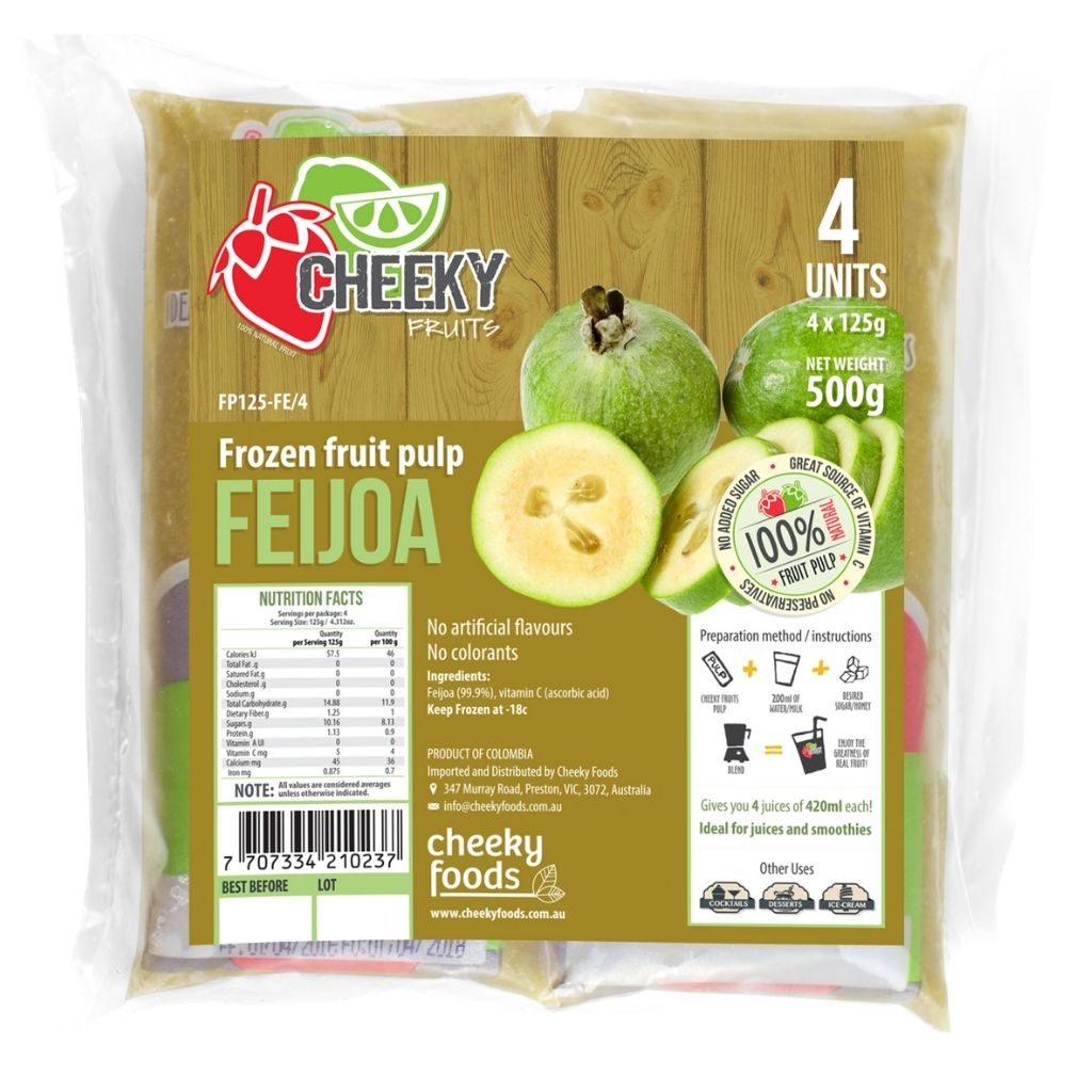 Frozen Feijoa Fruit Purée Cheeky Fruits Pack of 4 (500g) – Cheeky Foods