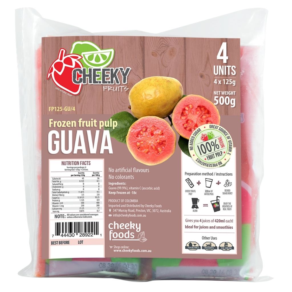 Frozen Guava Fruit Purée Cheeky Fruits Pack of 4 (500g) – Cheeky Foods