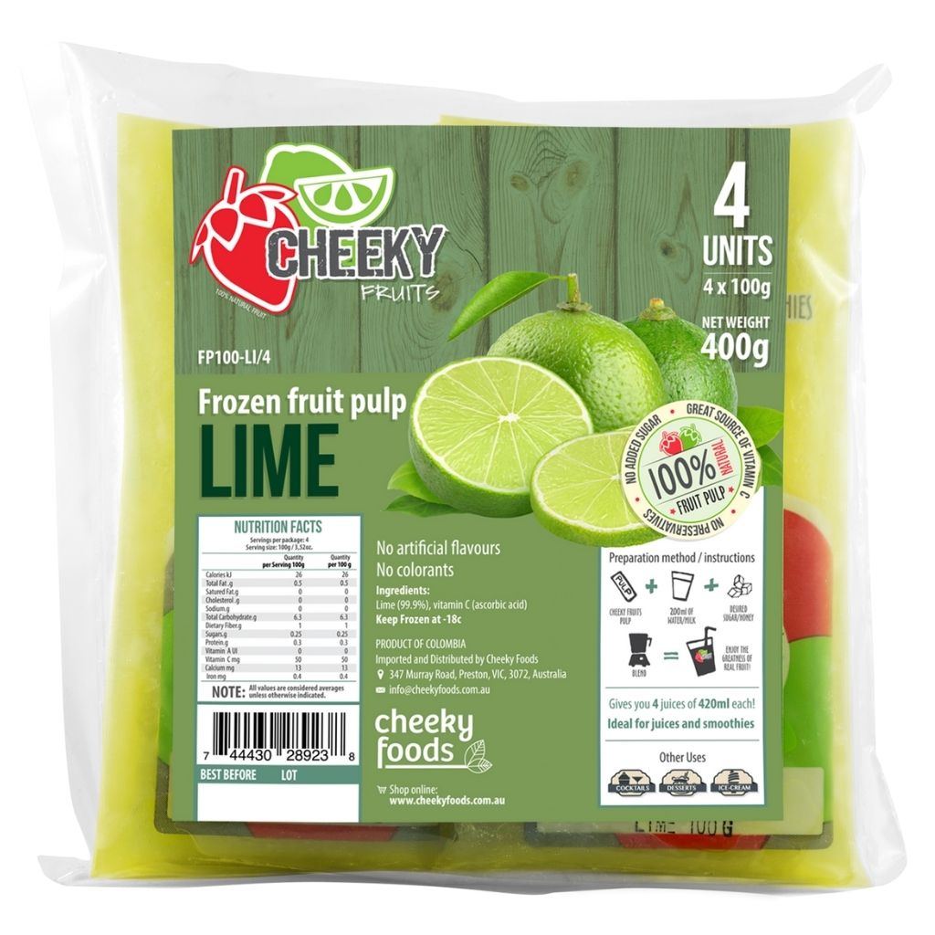 Frozen Lime Fruit Purée Cheeky Fruits Pack of 4 (400g) – Cheeky Foods