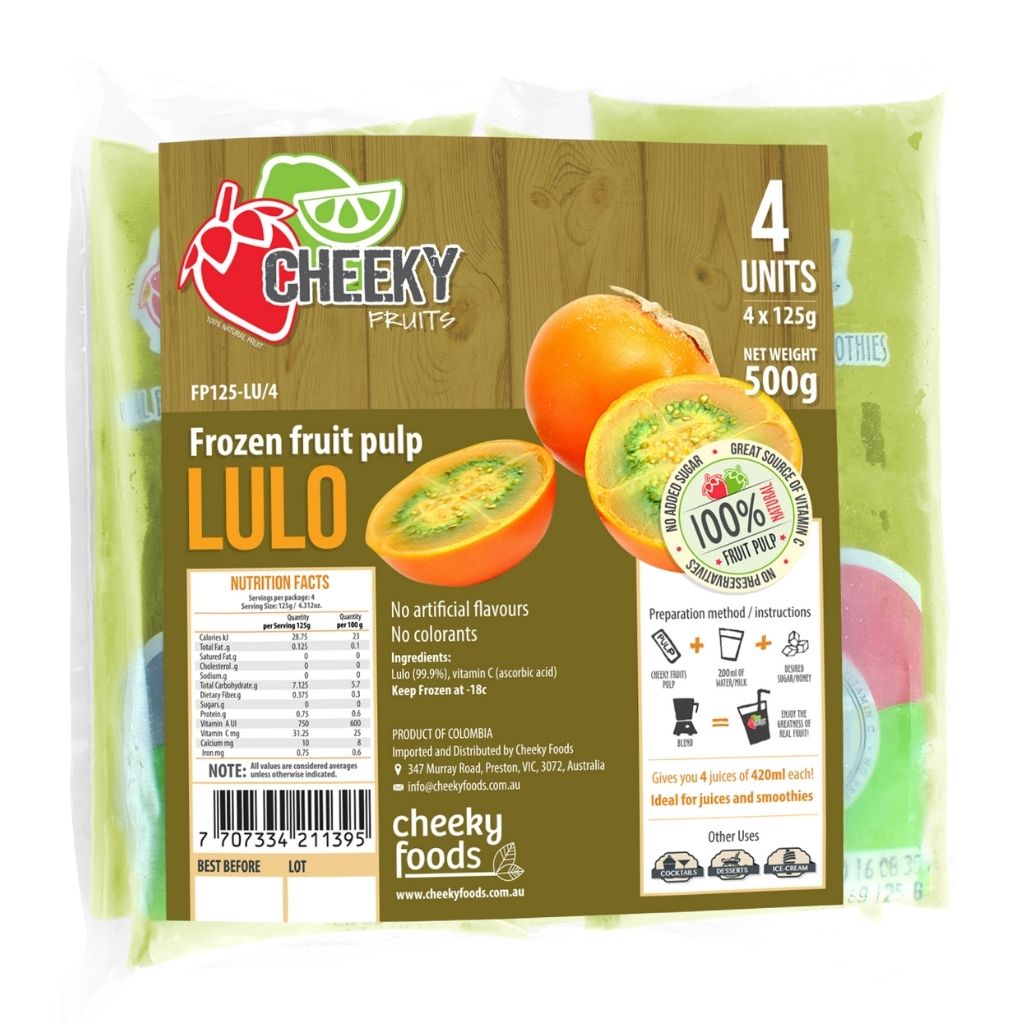 Frozen Lulo Fruit Purée Cheeky Fruits Pack of 4 (500g) – Cheeky Foods