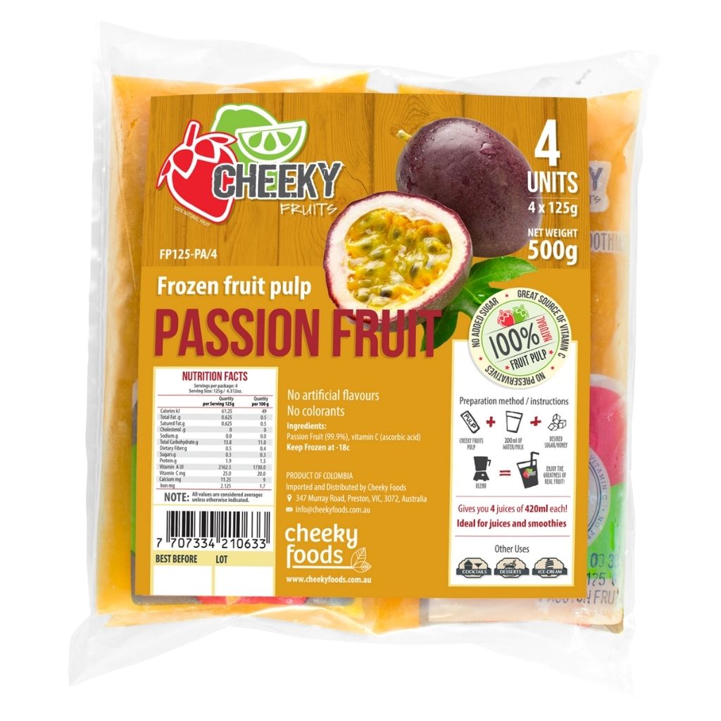Frozen Passionfruit Fruit Purée Cheeky Fruits Pack of 4 (500g) – Cheeky ...