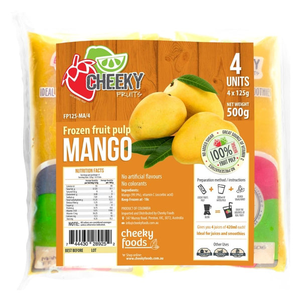 Frozen Mango Fruit Purée Cheeky Fruits Pack of 4 (500g) – Cheeky Foods